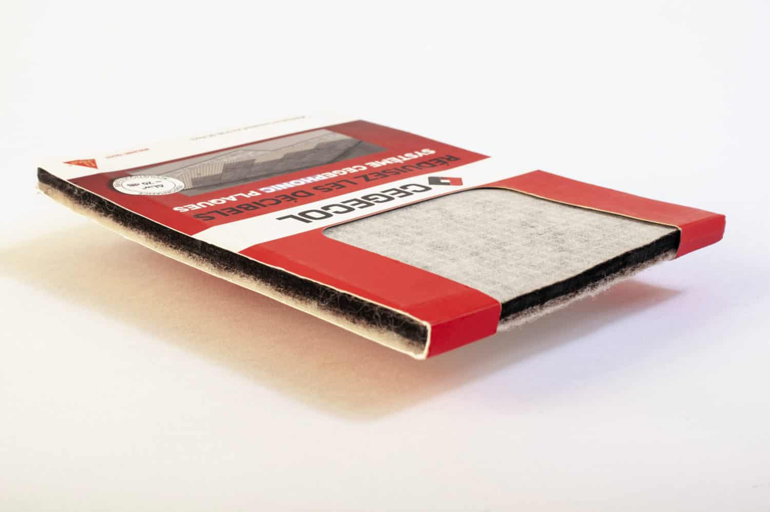 Étui carton avec fenêtre découpée pour échantillon d'isolant - Design Duval