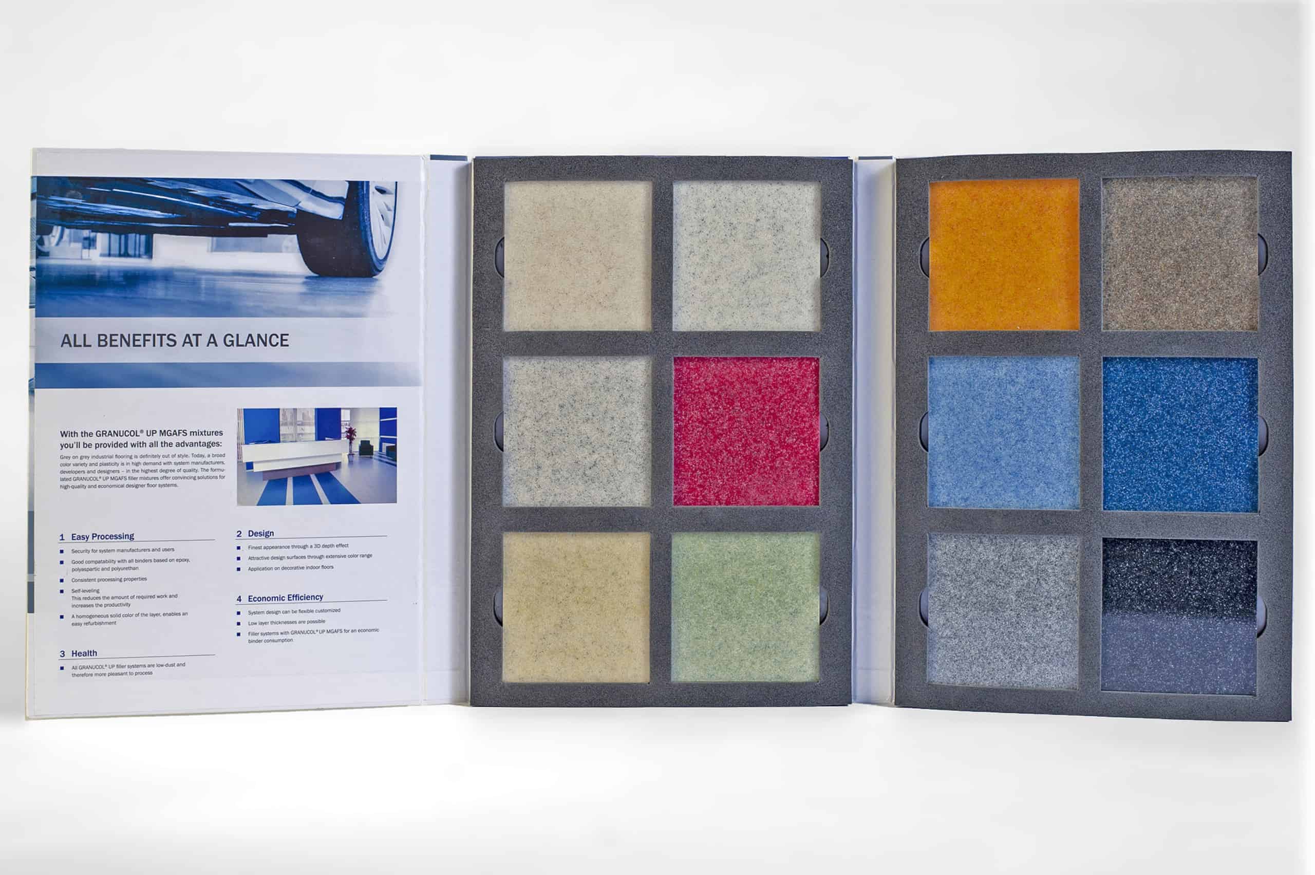 Personalised foam cardboard colour chart for removable flooring samples ...